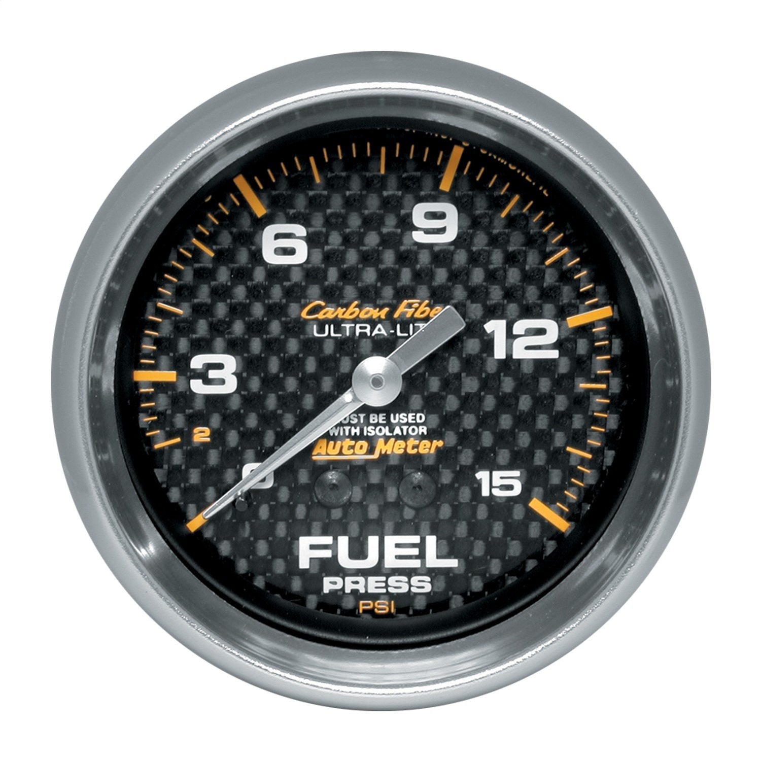 2-5/8" FUEL PRESSURE W/ ISOLATOR, 0-15 PSI, CARBON FIBER
